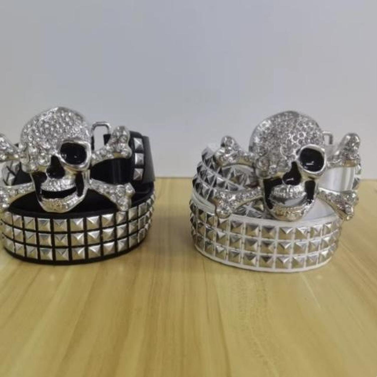 Silver and black skull belt #goth #punk #boho... - Depop