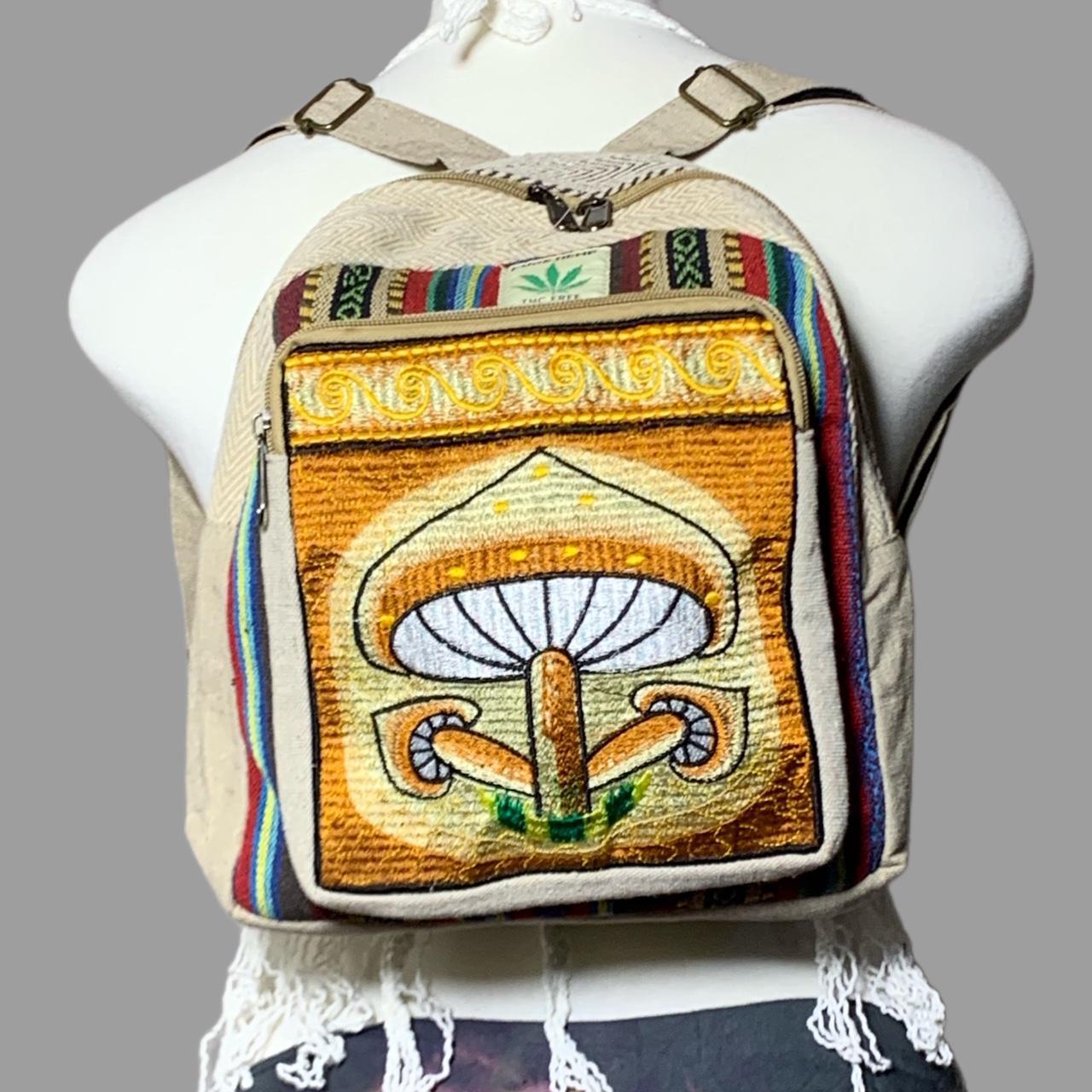 Adorable hemp mushroom backpack fully adjustable... - Depop