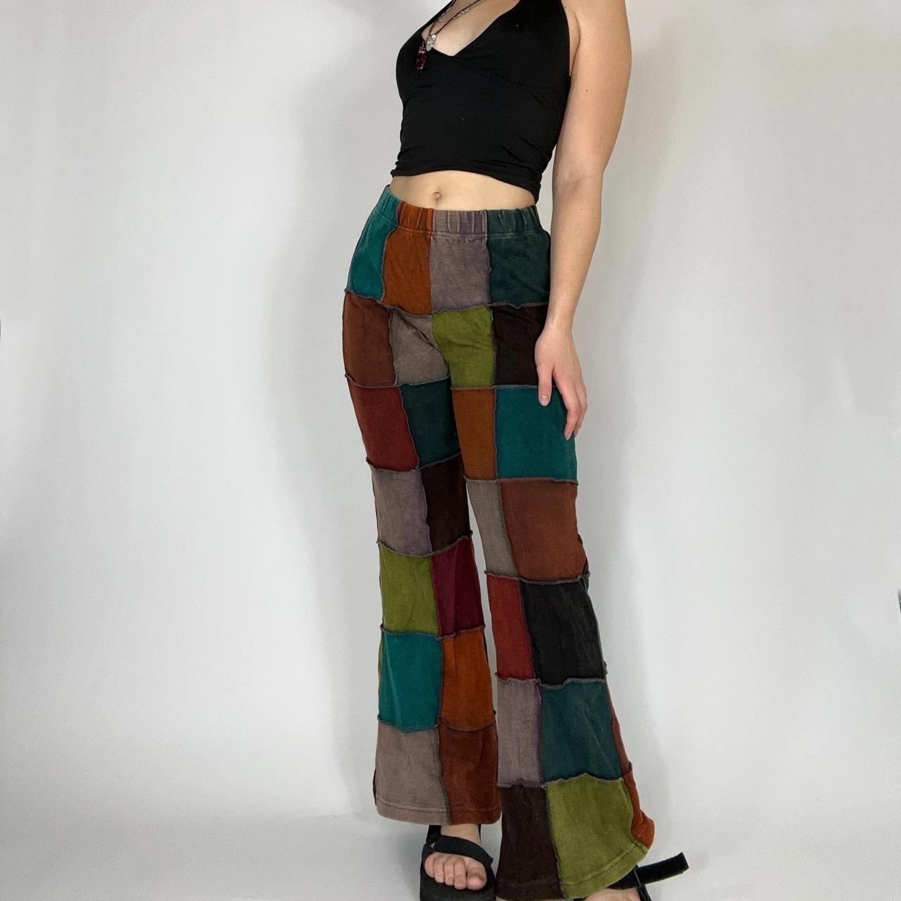 Patchwork flares featuring an assortment of colors.... - Depop