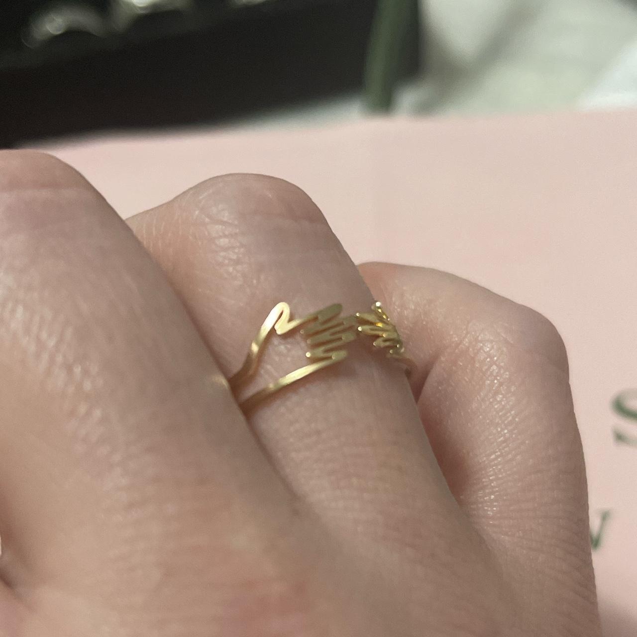 Super cute hand gesture ring, gold-rosegold fully... - Depop