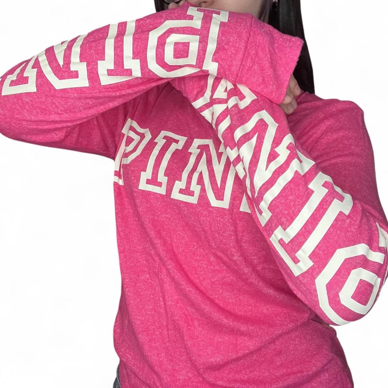 2000s PINK long sleeve shirt with white... | Depop