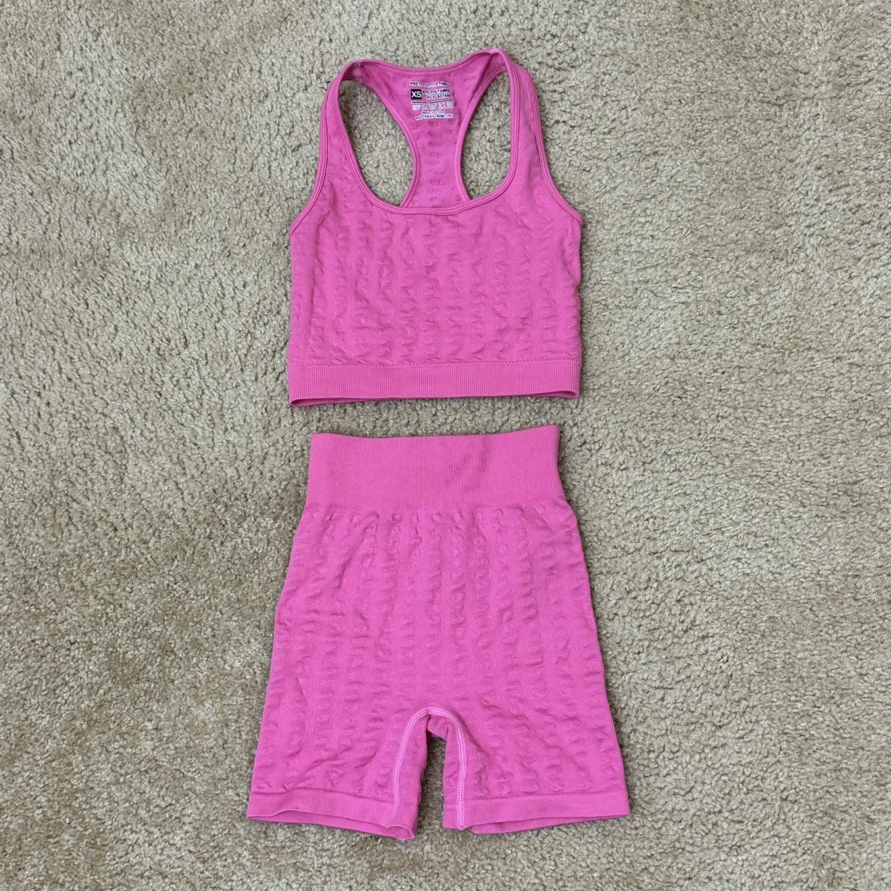 Pretty Little Thing pink workout set soooooo soft &... - Depop