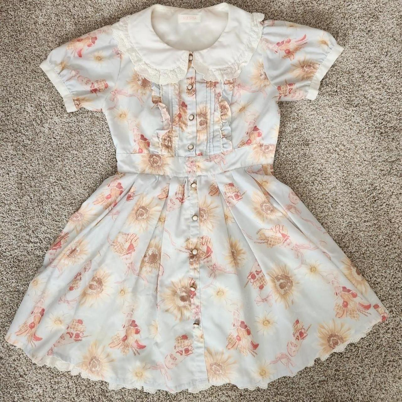 Liz Lisa Sunflower parfait dress : Blue... | Depop