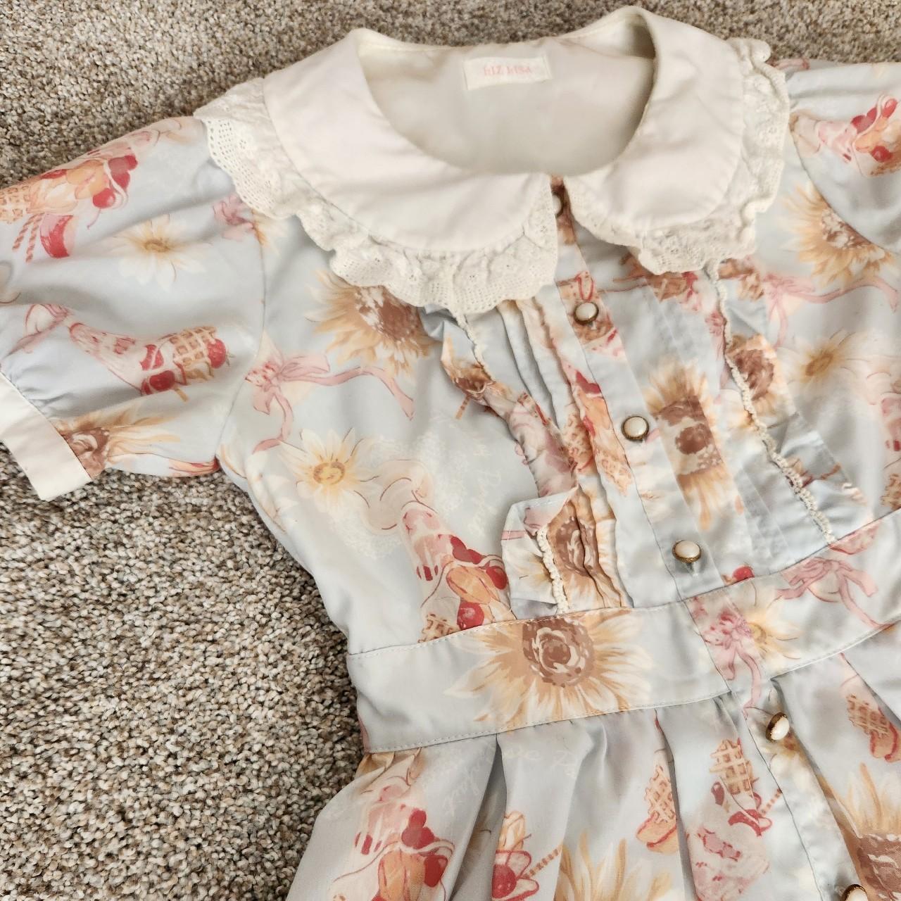 Liz Lisa Sunflower parfait dress : Blue... | Depop