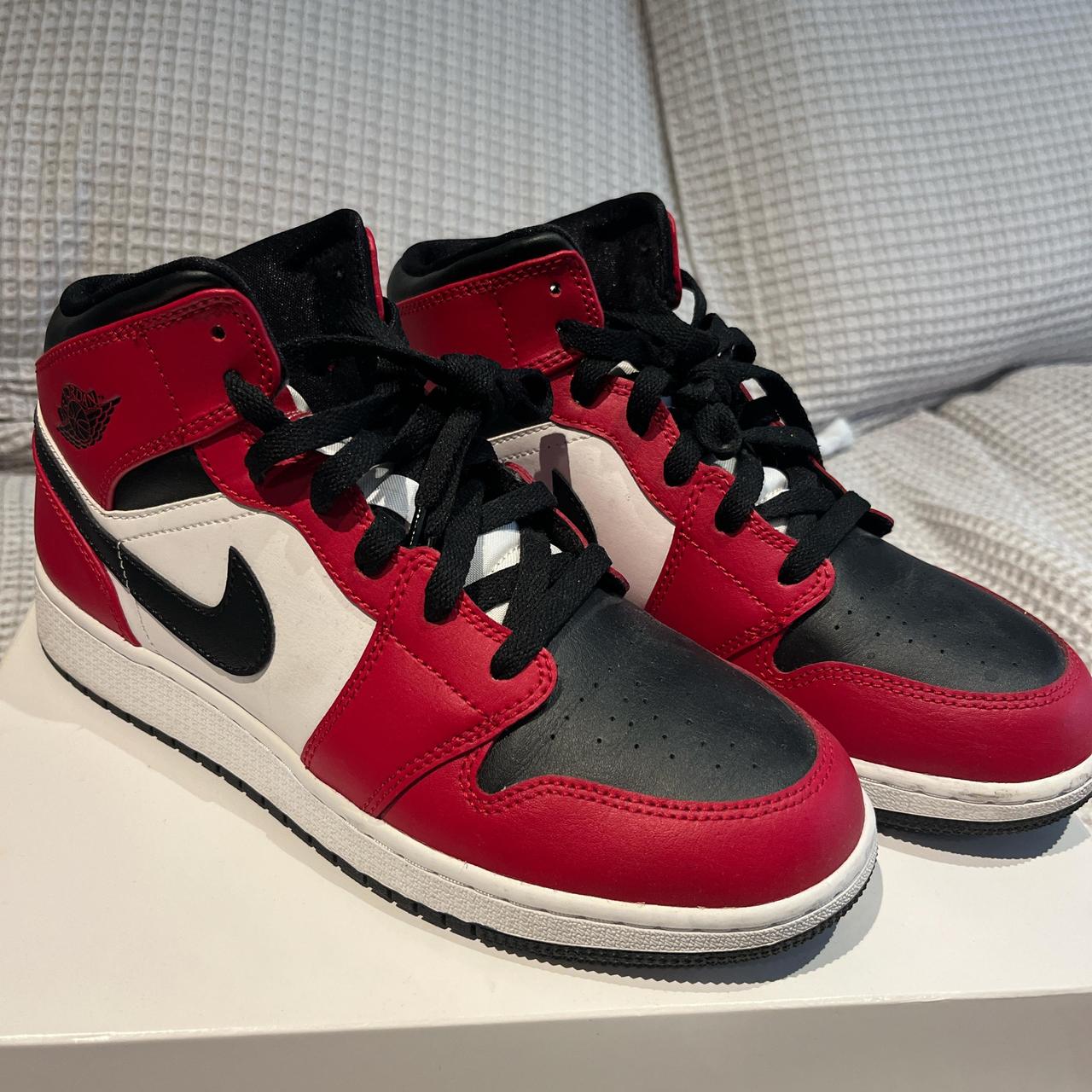 Air Jordan 1s Mid Chicago Toe. Worn twice. Comes... | Depop