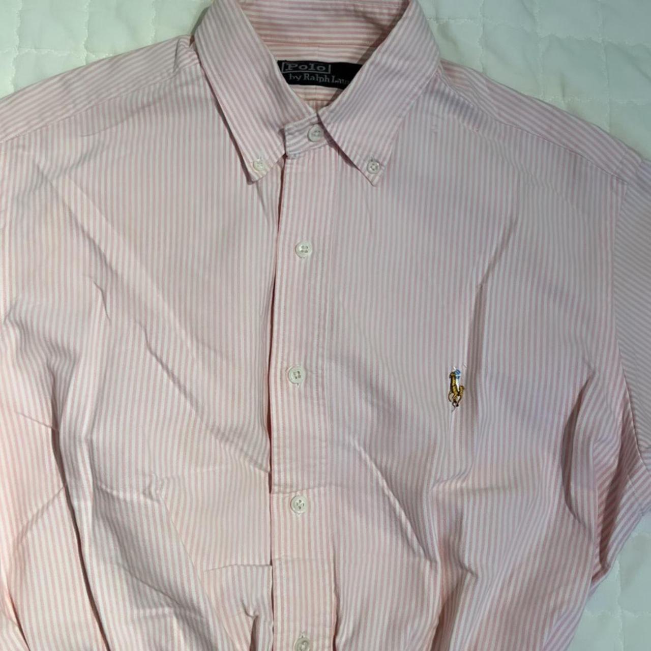 Cropped polo shirt Button up polo shirt in pink In... - Depop