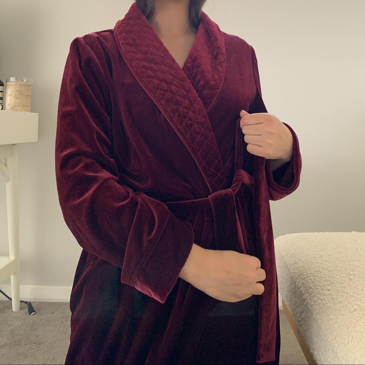 Vintage Red Velvet Dressing Gown Robe Size Depop