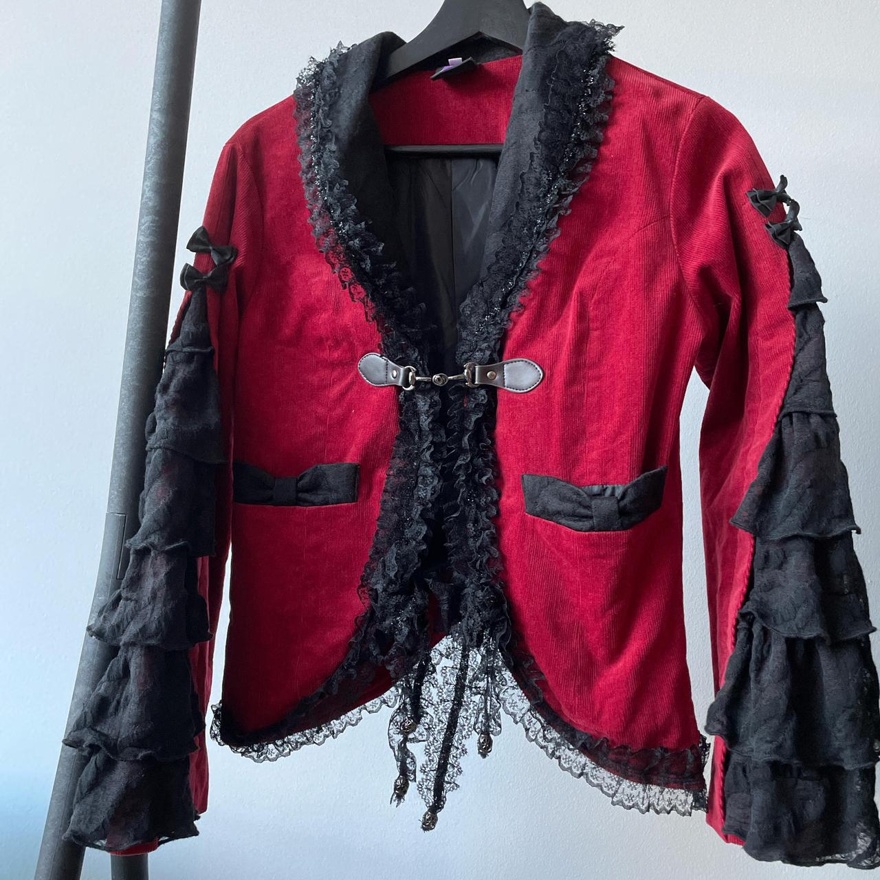 Red and black Victorian gothic jacket Lace and... - Depop