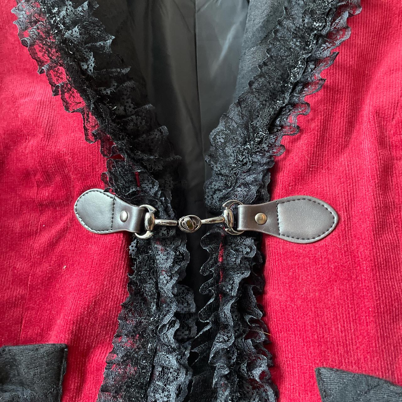 Red and black Victorian gothic jacket Lace and... - Depop