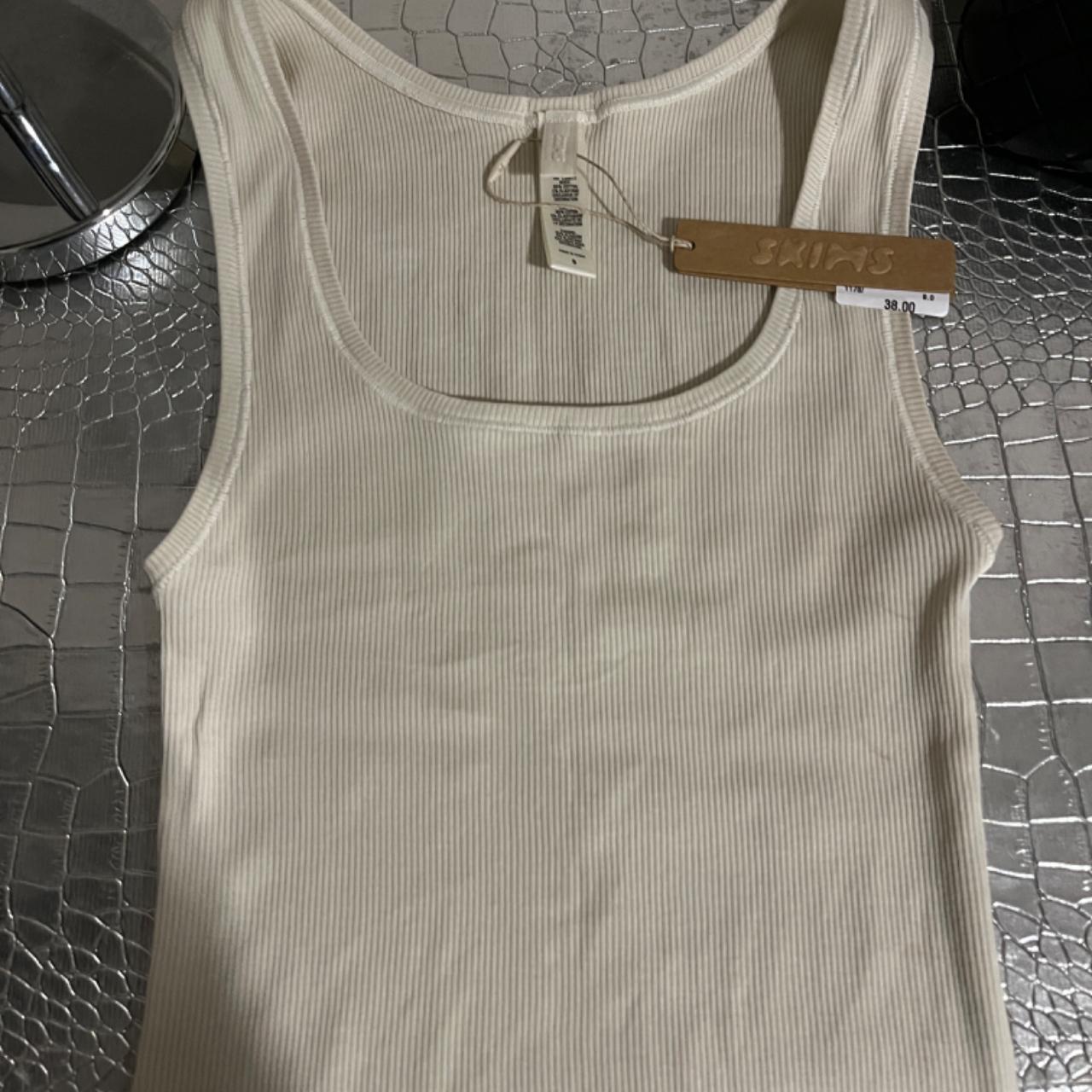 SKIMS ribbed cotton tank top (bone colour) Size... - Depop