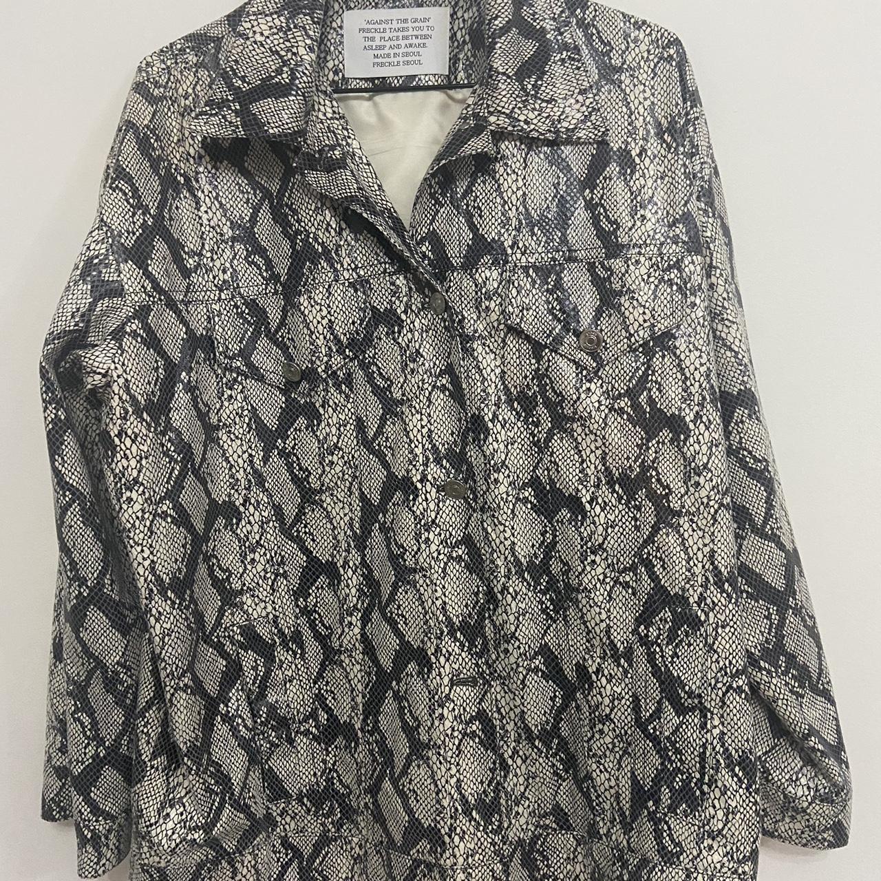 Faux leather snake pattern jacket Made in... - Depop