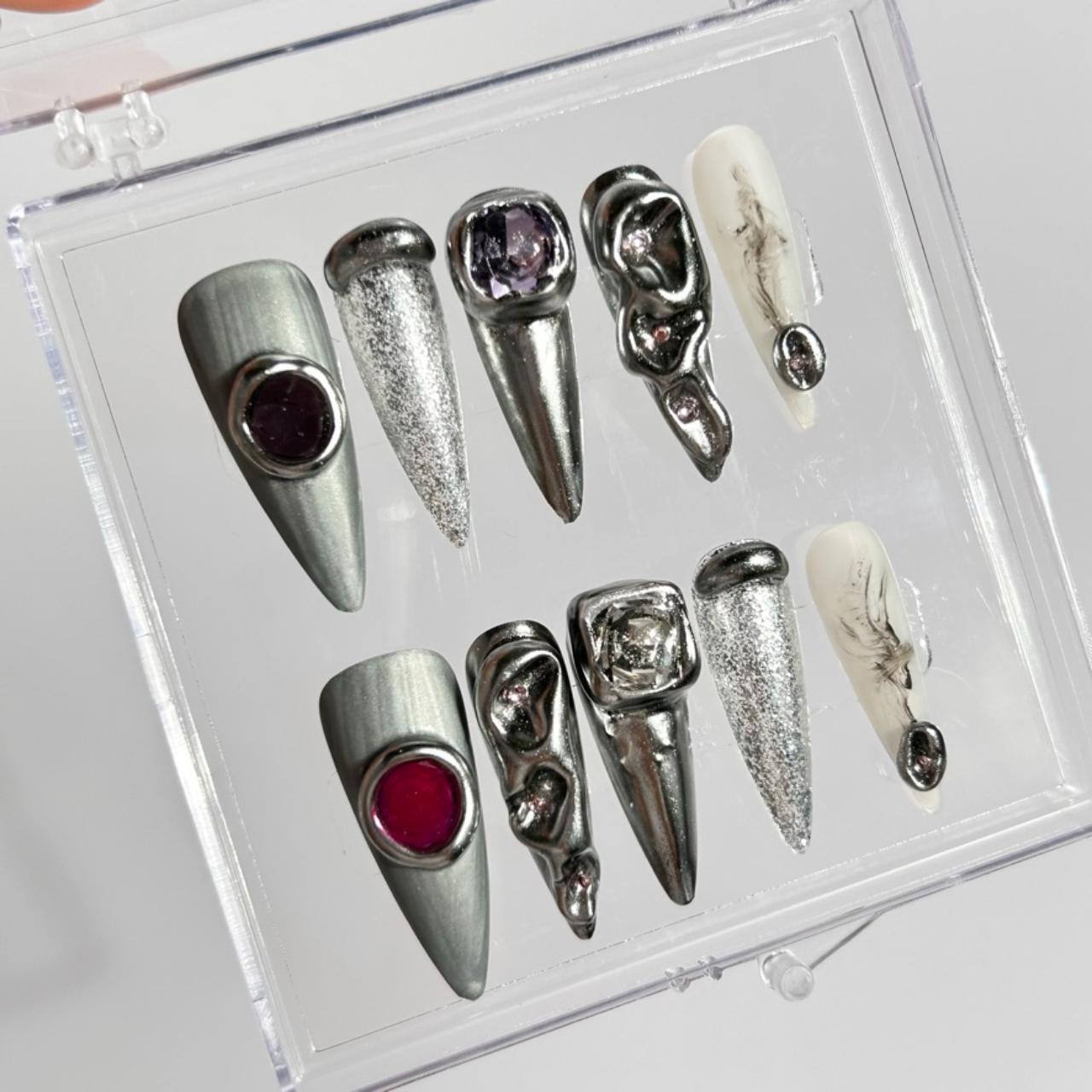 Brand New Handmade Cyberpunk/Vampire/Y2k Press On... - Depop