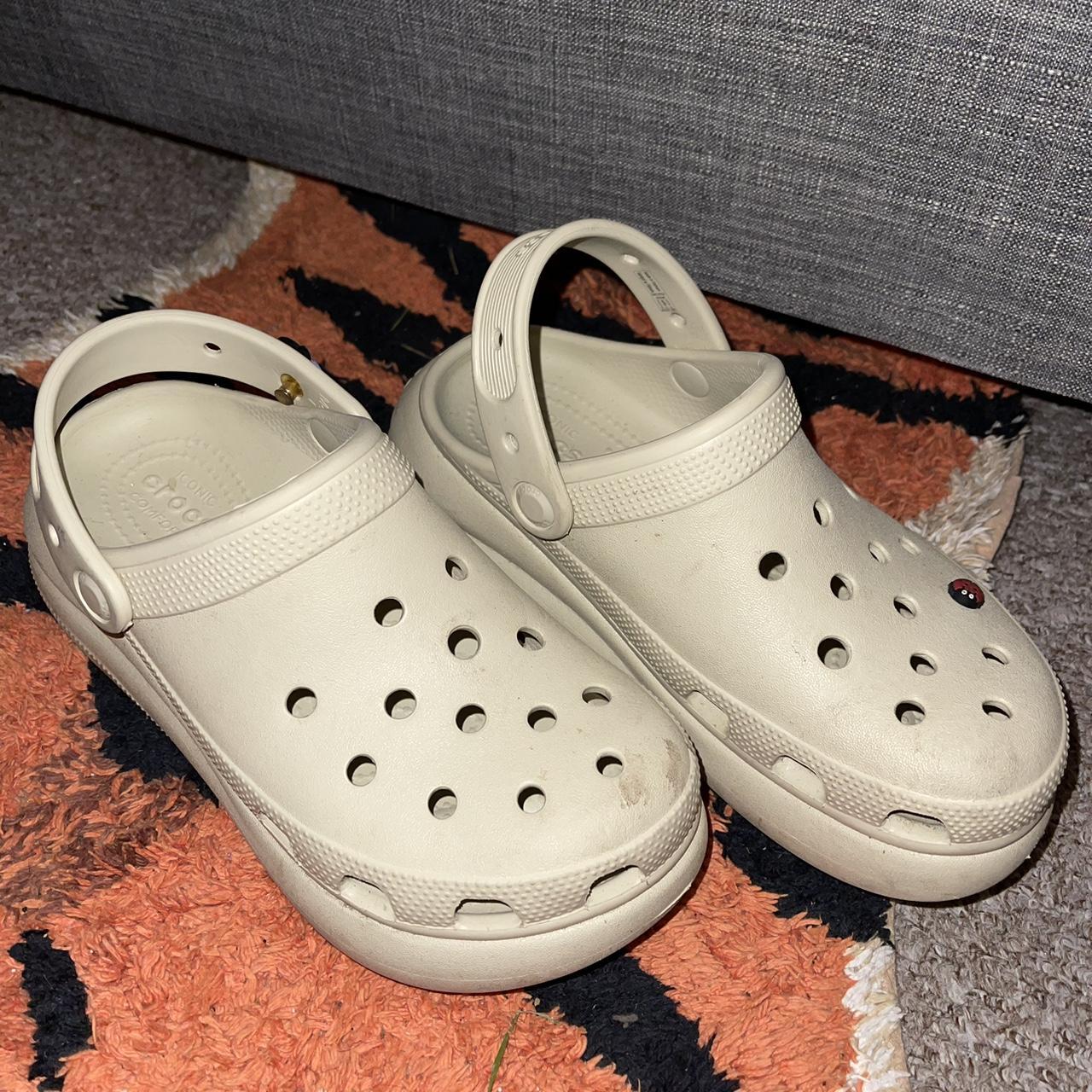 Chunky/ platform crocs in cream size 4 In good... - Depop