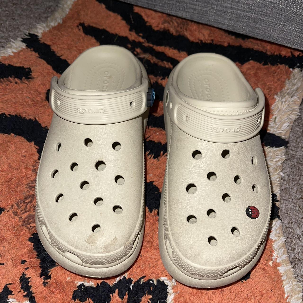 Chunky/ platform crocs in cream size 4 In good... - Depop
