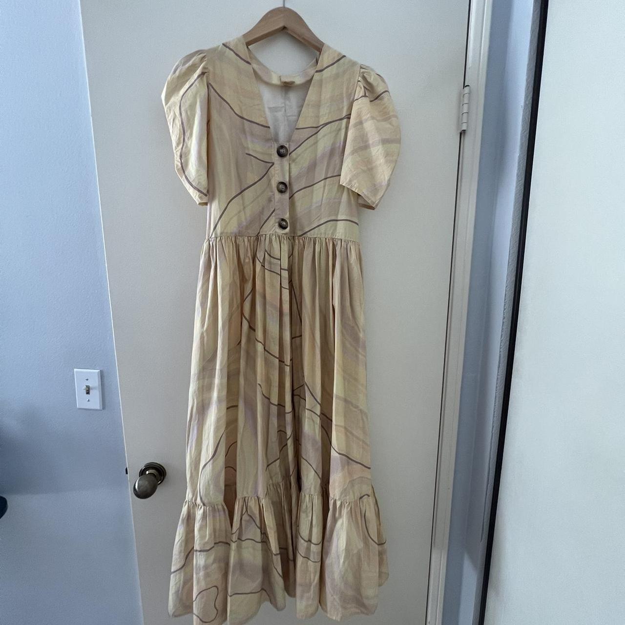 Rhode maxi dress with puff shoulders with ruffle... - Depop