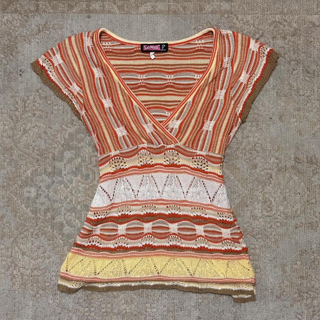 Vintage Knit Top So so cute I love the pattern so... - Depop