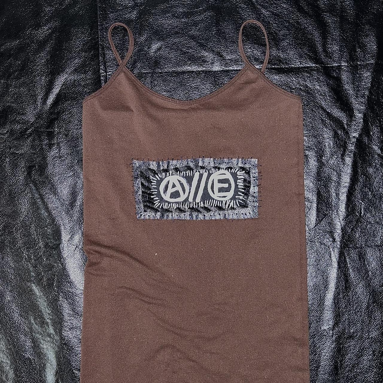 hand-sewed//made patches: anarchy//equality brown... - Depop