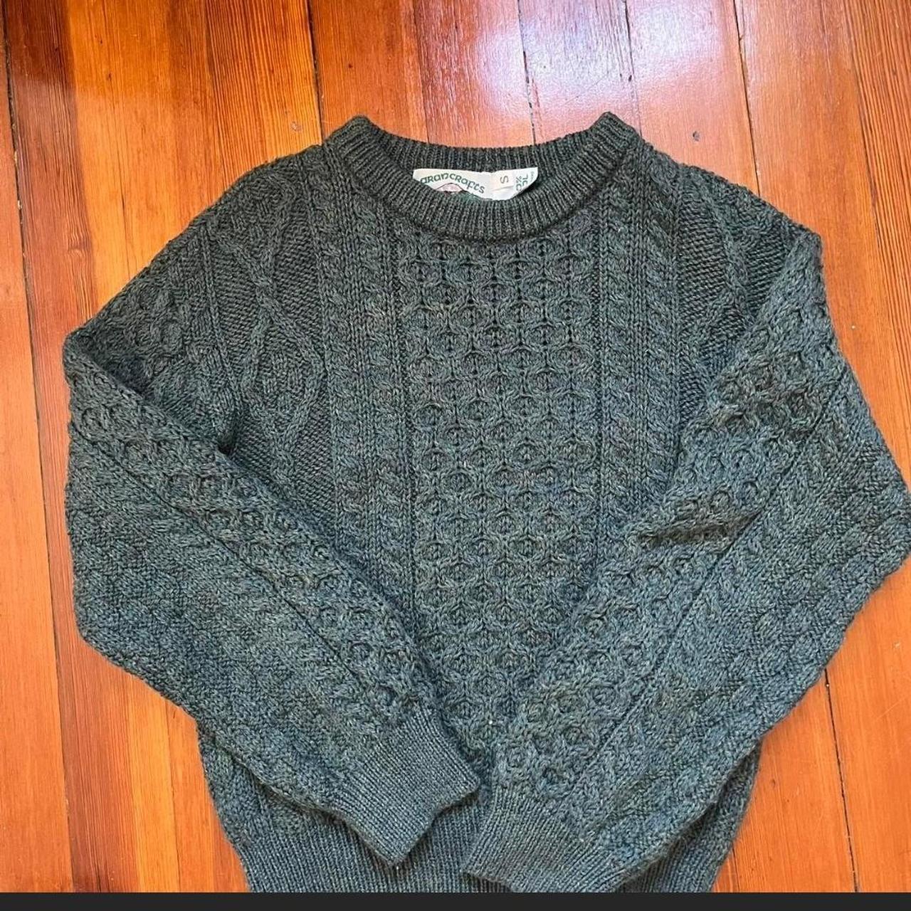 Emerald green Aran 100% wool Irish sweater. Mens S... - Depop