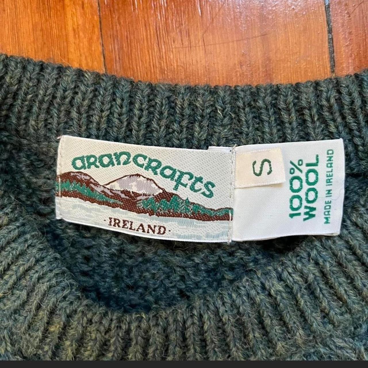 Emerald green Aran 100% wool Irish sweater. Mens S... - Depop