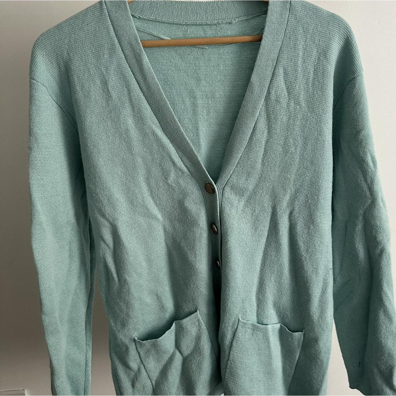Blue button up cardigan... - Depop