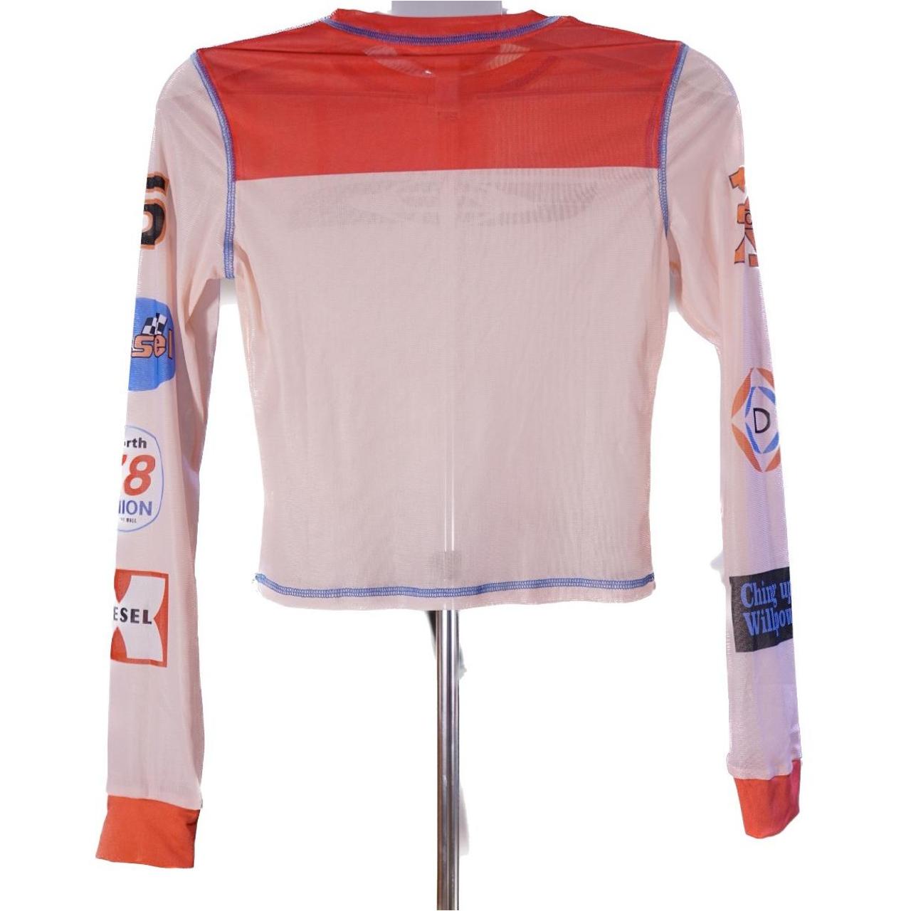 Diesel Beige - Red Logo Mesh Racing Shirt : Crop Top... - Depop