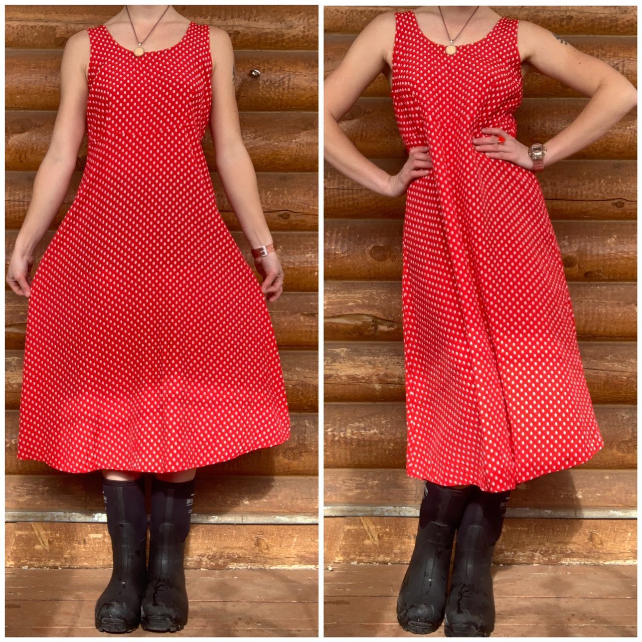 Rabbit Women's White and Red Dress | Depop