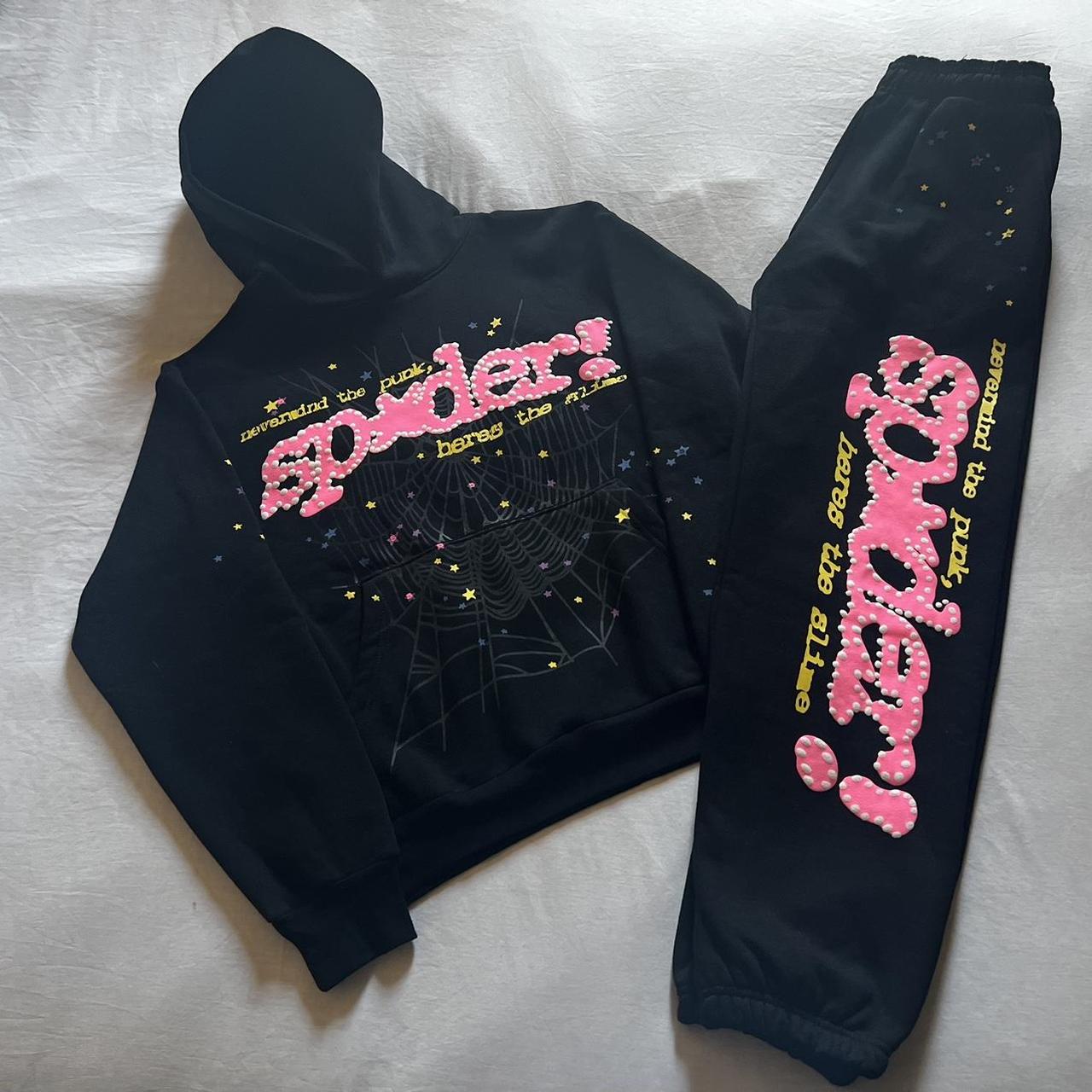 Black Sp5der V2 FW23 Set Hoodie and Sweatpants are... - Depop
