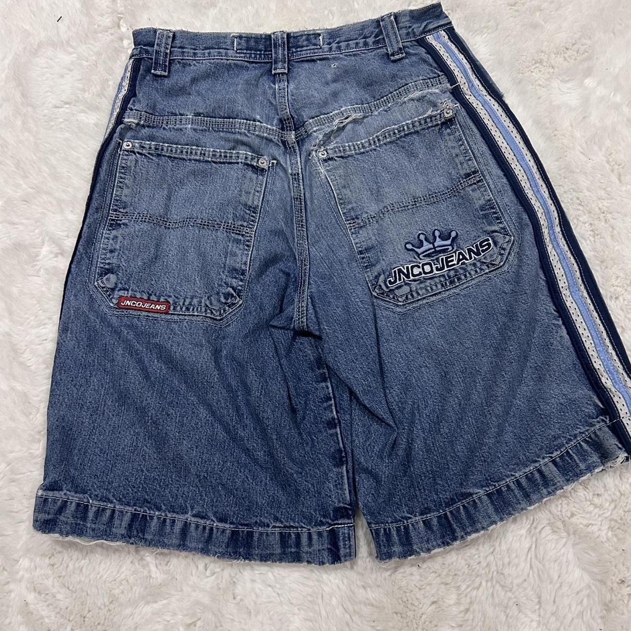 fire asf blue JNCO striped jorts size 31 DM ME... | Depop