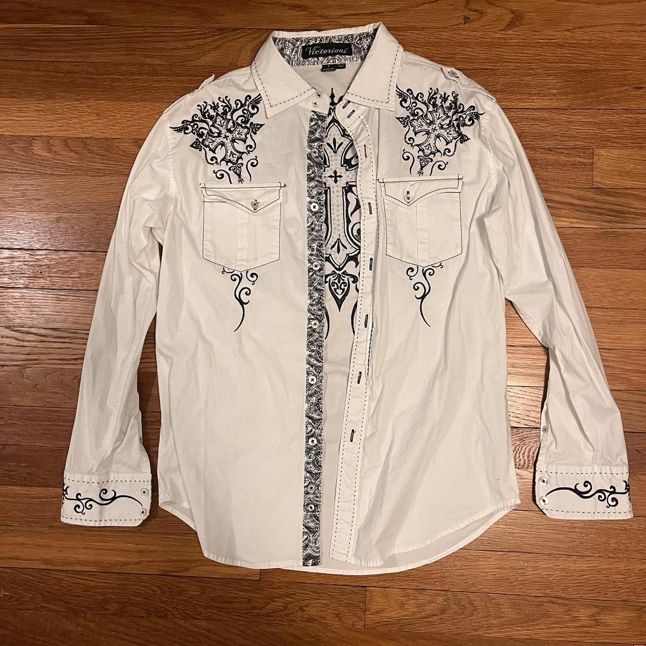 Dope affliction style Victorious button up with... - Depop