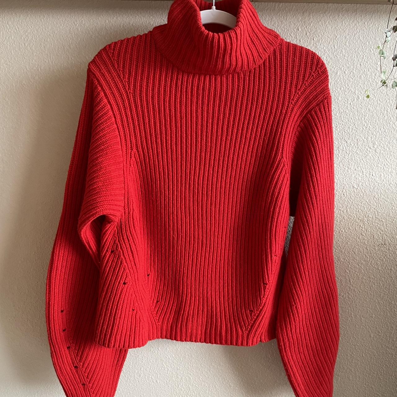 H&M red ribbed sweater - rest exactly hips without... - Depop