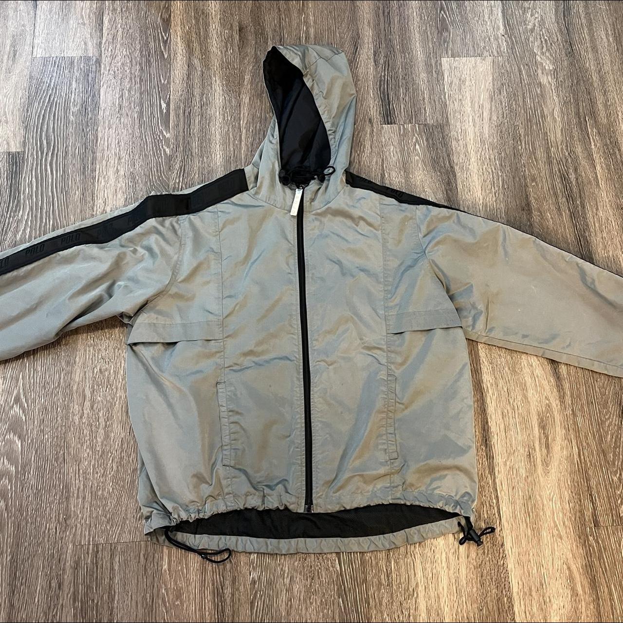 vintage reflective polo sport windbreaker in amazing... - Depop