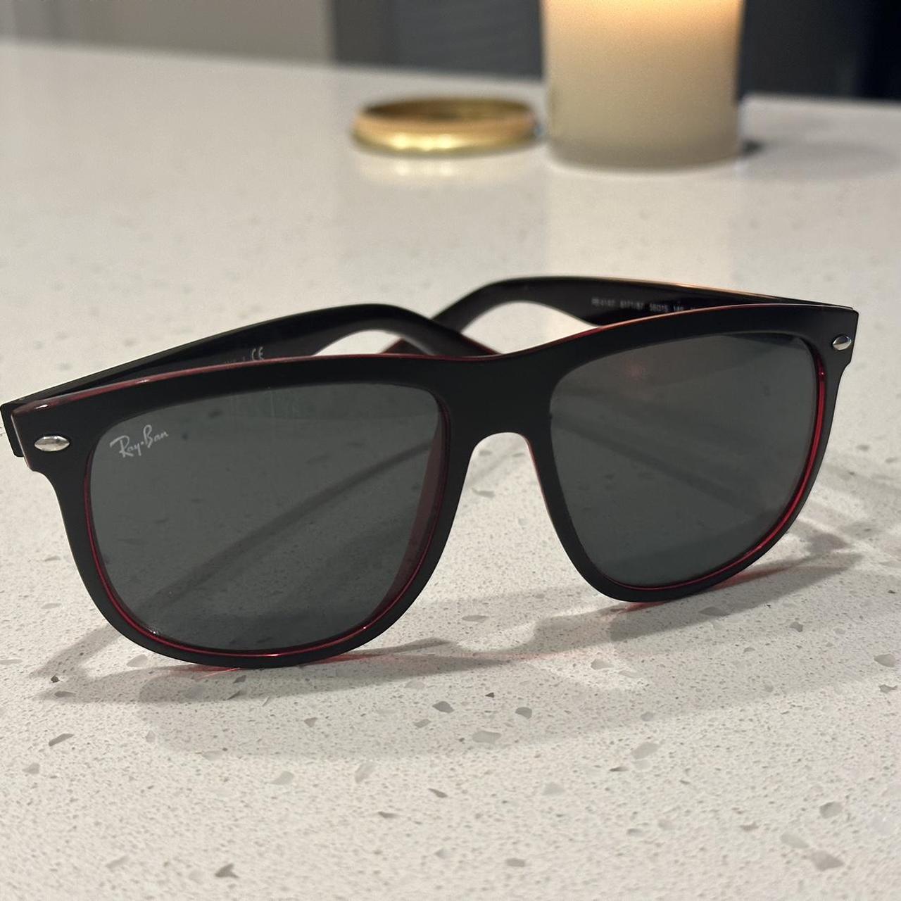 black and red rayban sunglasses for both women and men - Depop