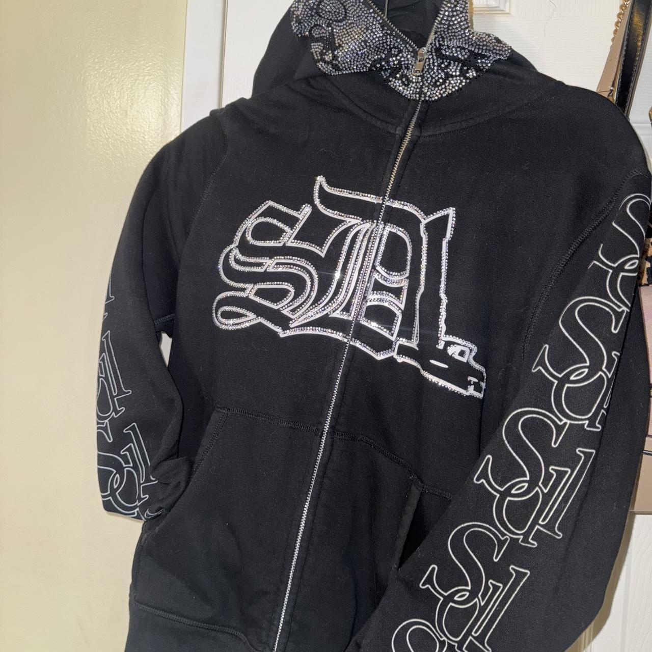 Skysdalimit el chapo rhinestone full zip up hoodie... | Depop
