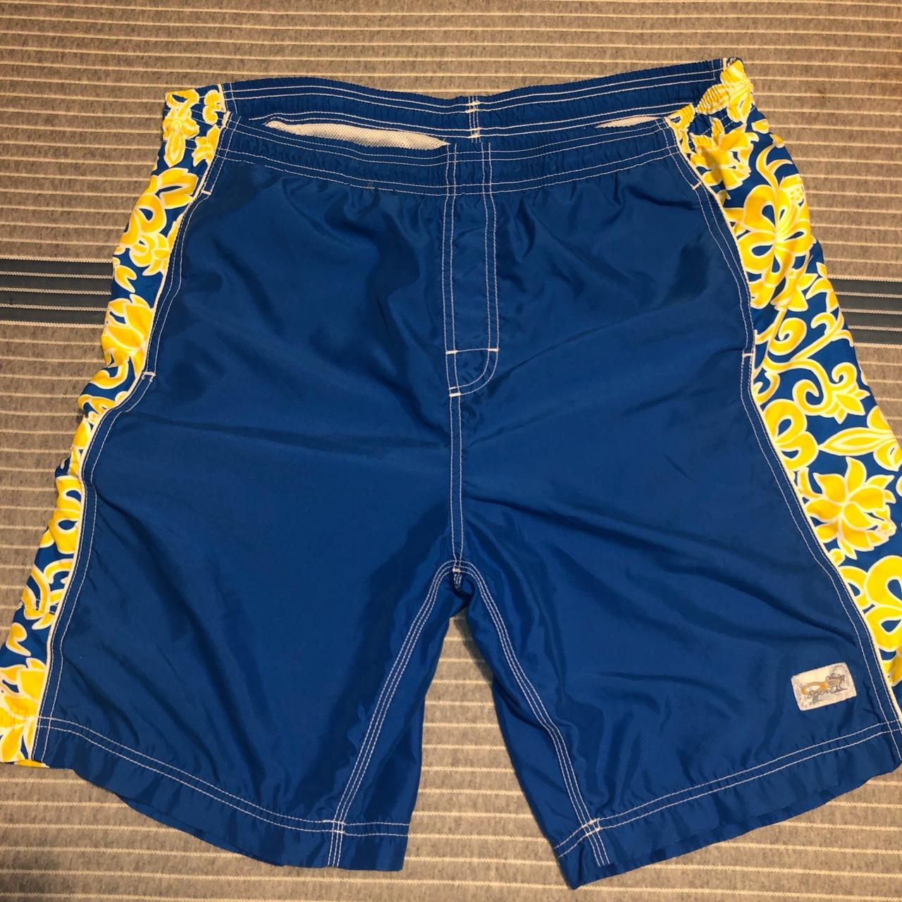 Ocean Pacific Men's Yellow and Blue Shorts | Depop