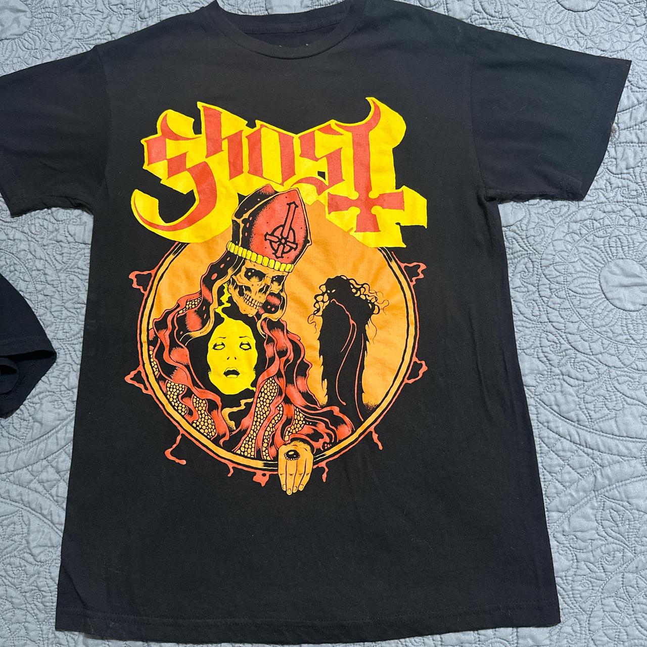 558-Black and yellow Ghost band tee #GhostBC #Metal | Depop