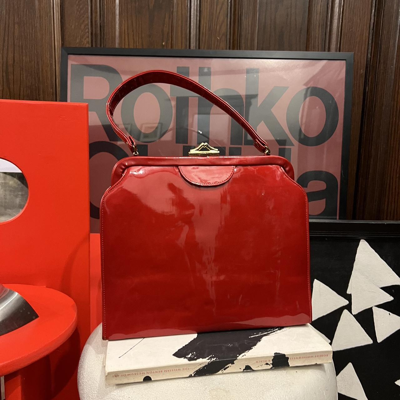 Gorgeous cherry red vintage patent leather handbag - Depop