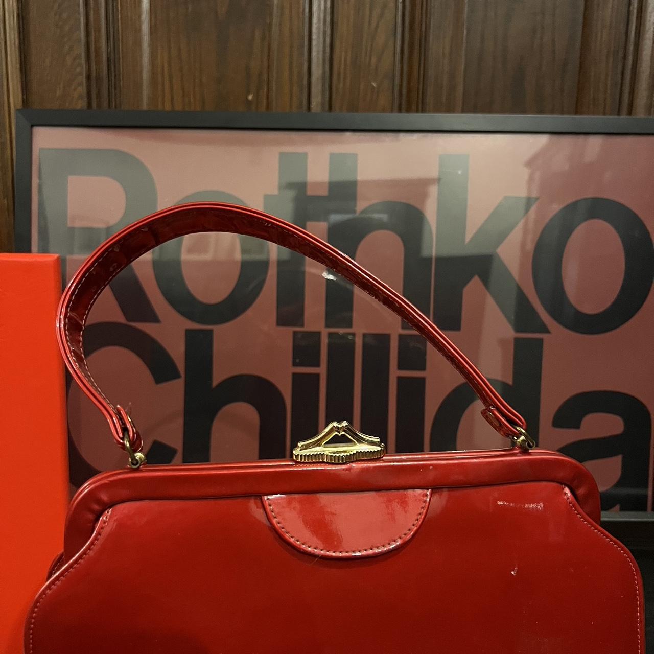 Gorgeous cherry red vintage patent leather handbag - Depop