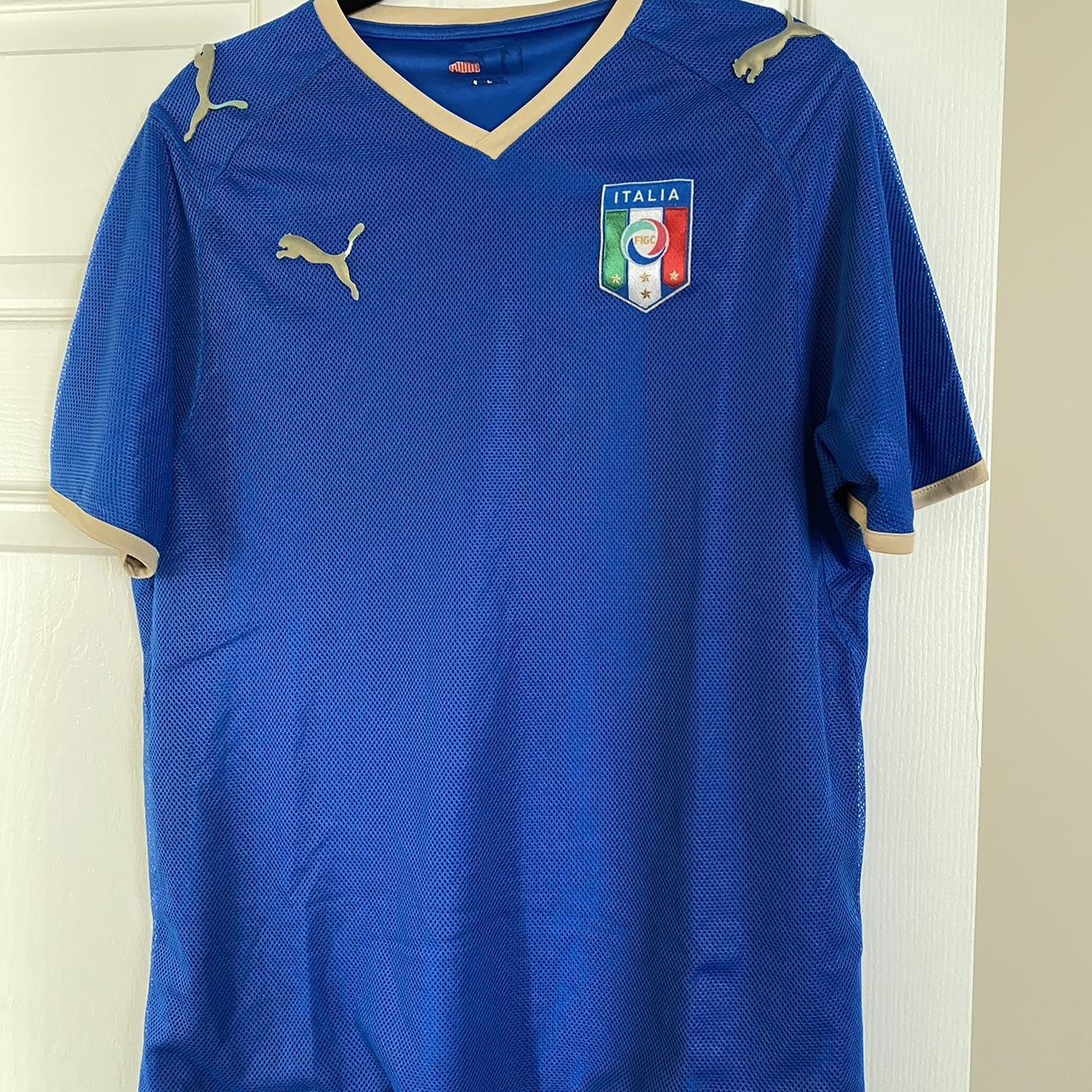 Puma Men's Blue and Gold T-shirt | Depop