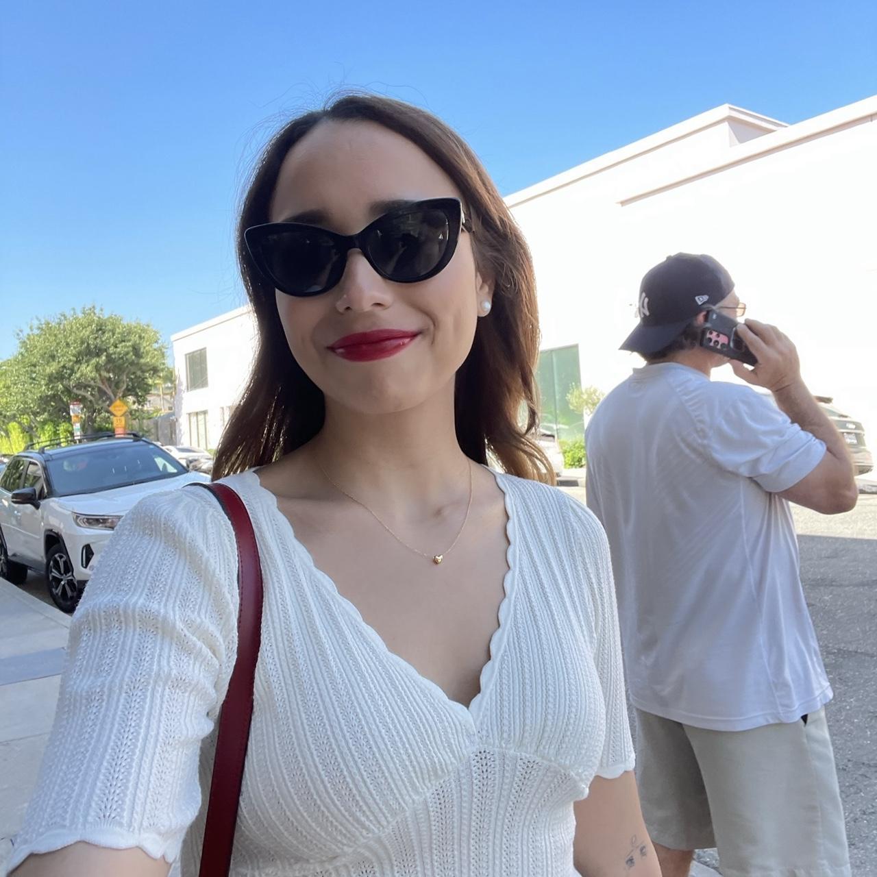 versace cat eye black sunglasses with case perfect... - Depop