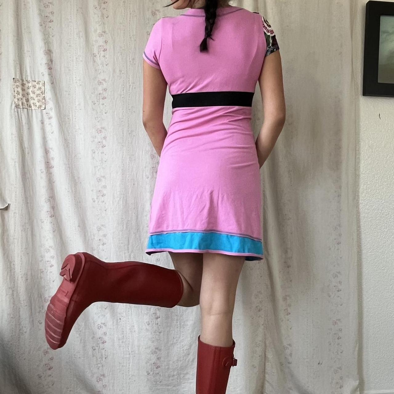 🍧🍭🛼🎨🌈Funky Barbie-pink patchwork dress!! Super... - Depop