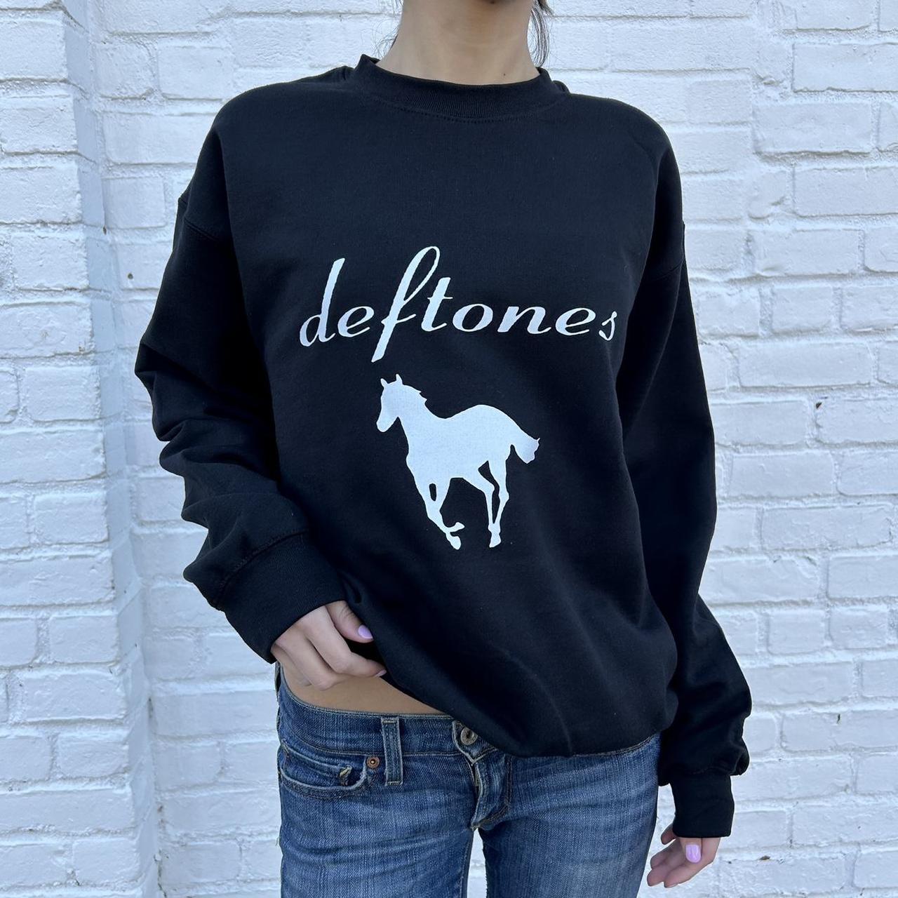 Deftones Sweater Model is 5’6 Only available in... | Depop