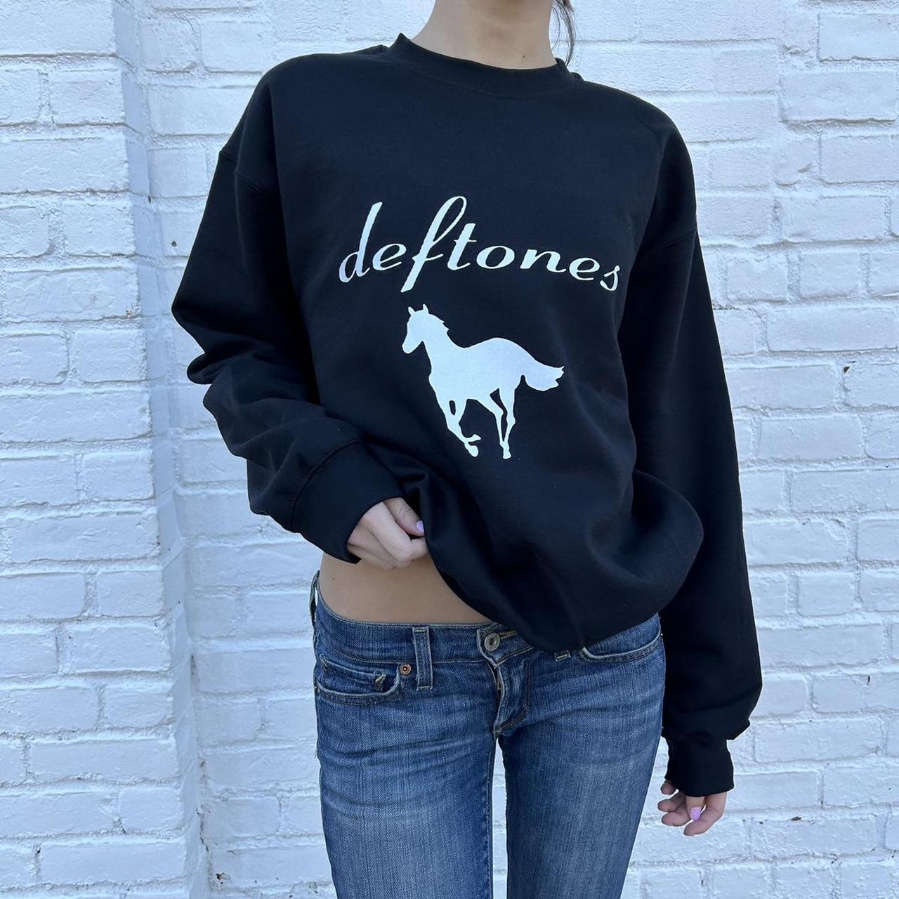 Deftones Sweater Model is 5’6 Only available in... | Depop
