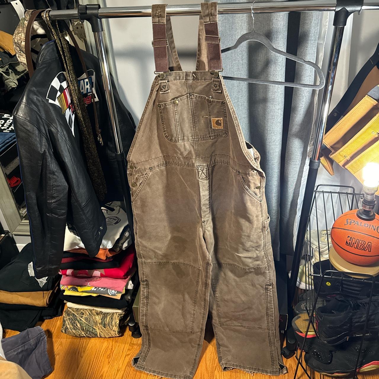 Vintage Carhartt Brown Overalls Doubleknee Overalls... - Depop