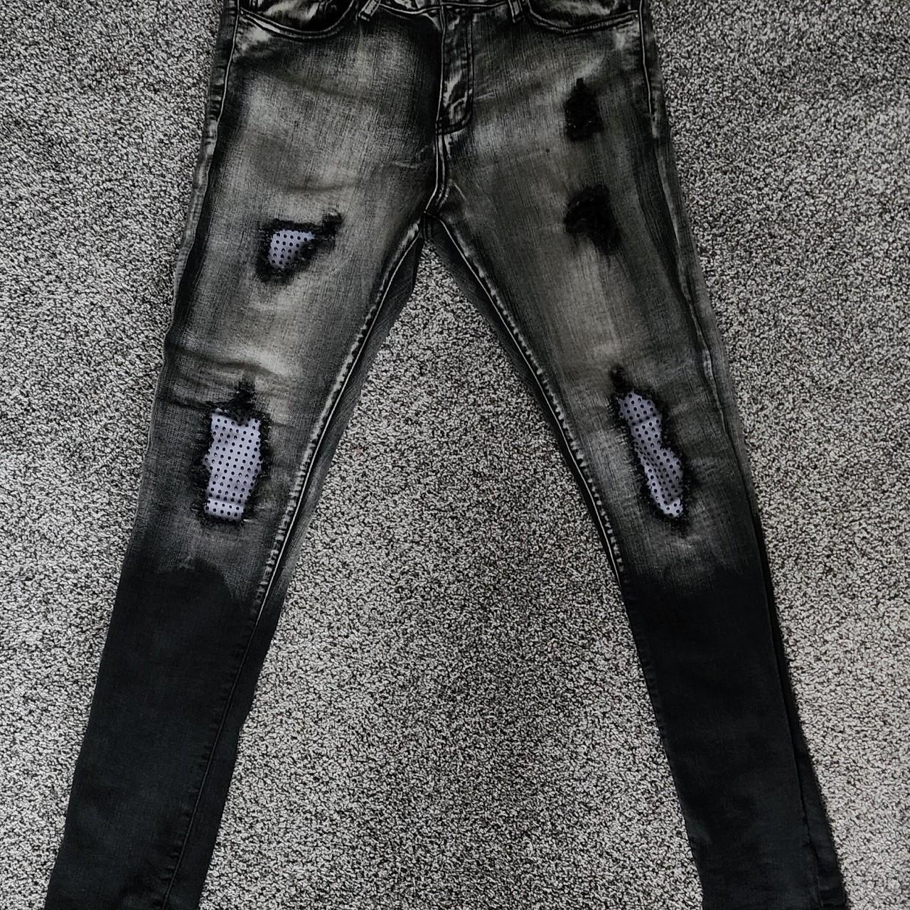 Super skinny jeans Grey faded distresed Flex fit - Depop