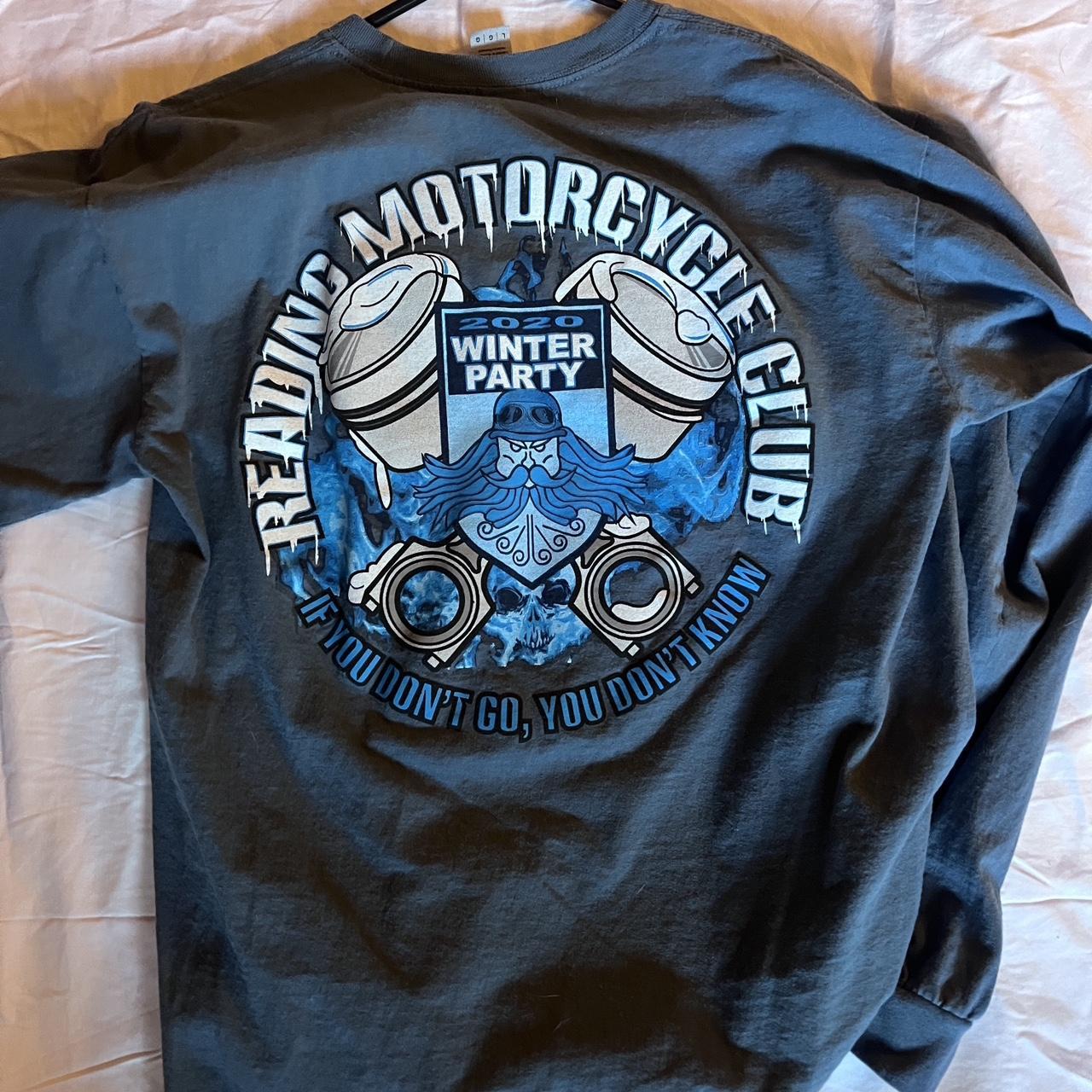 Blue long sleeve Motorcycle Club Shirt Very cool... - Depop