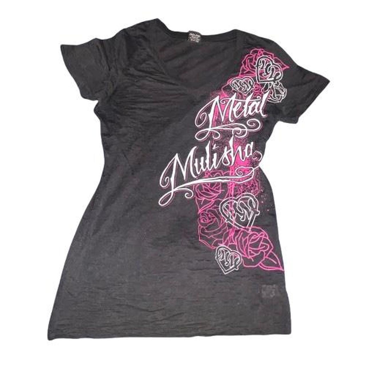 Metal Mulisha black & pink t-shirt - sort of see... - Depop