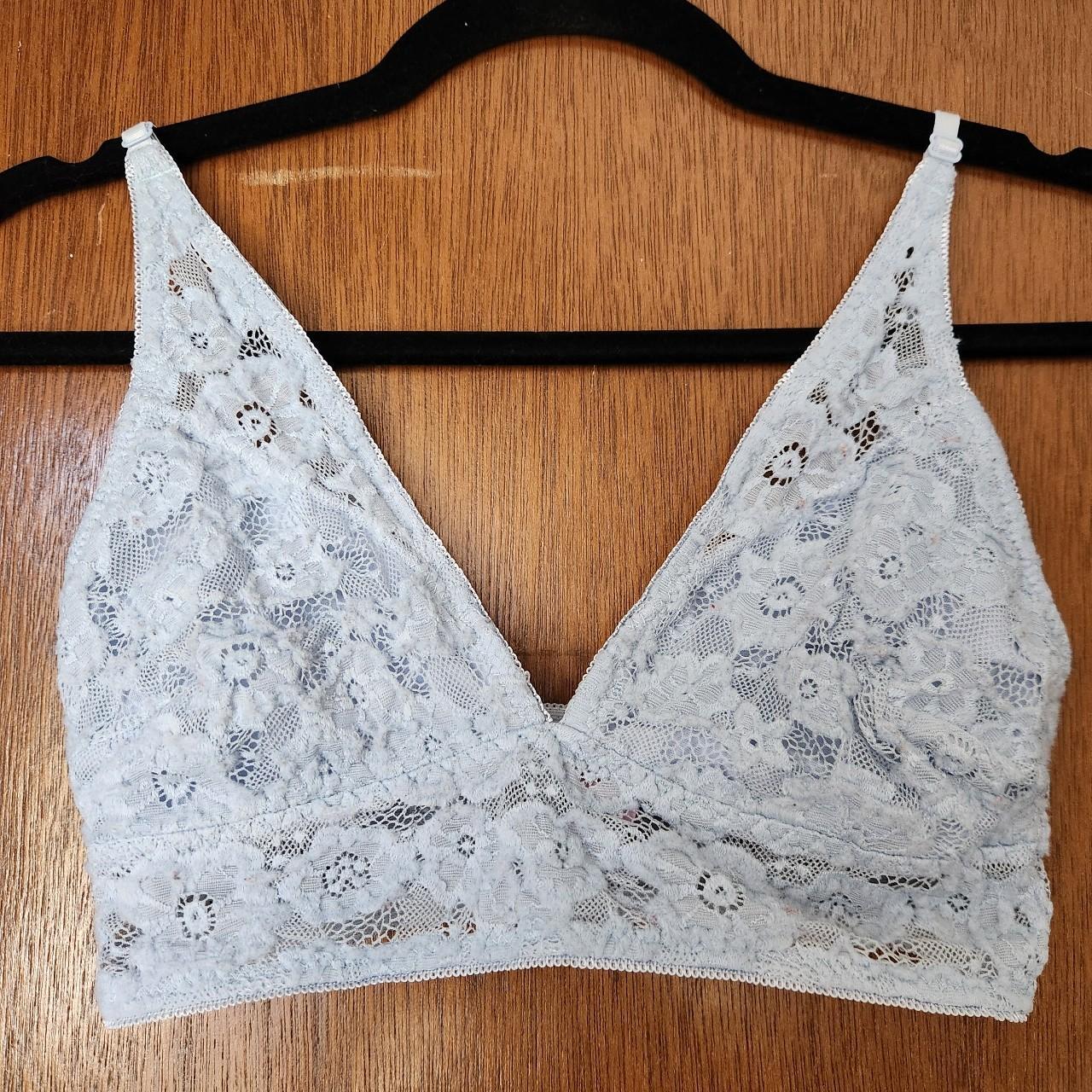 small blue bralette #bralette #blue #lace - Depop