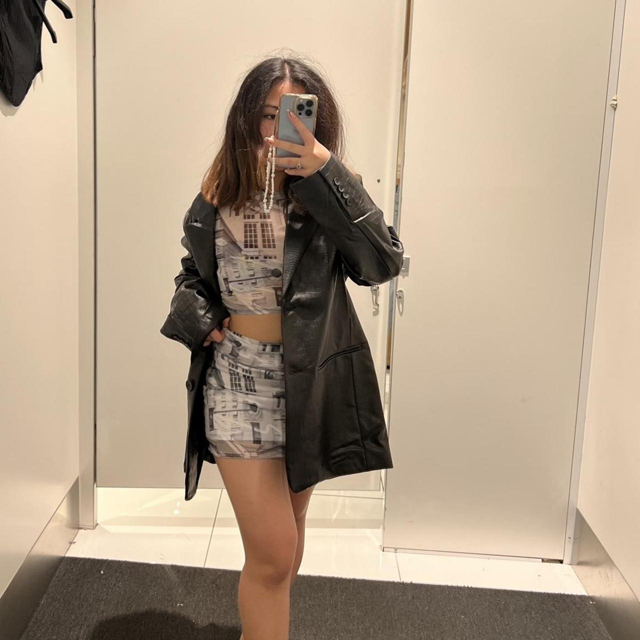 mesh grey matching set - selling skirt and top... - Depop