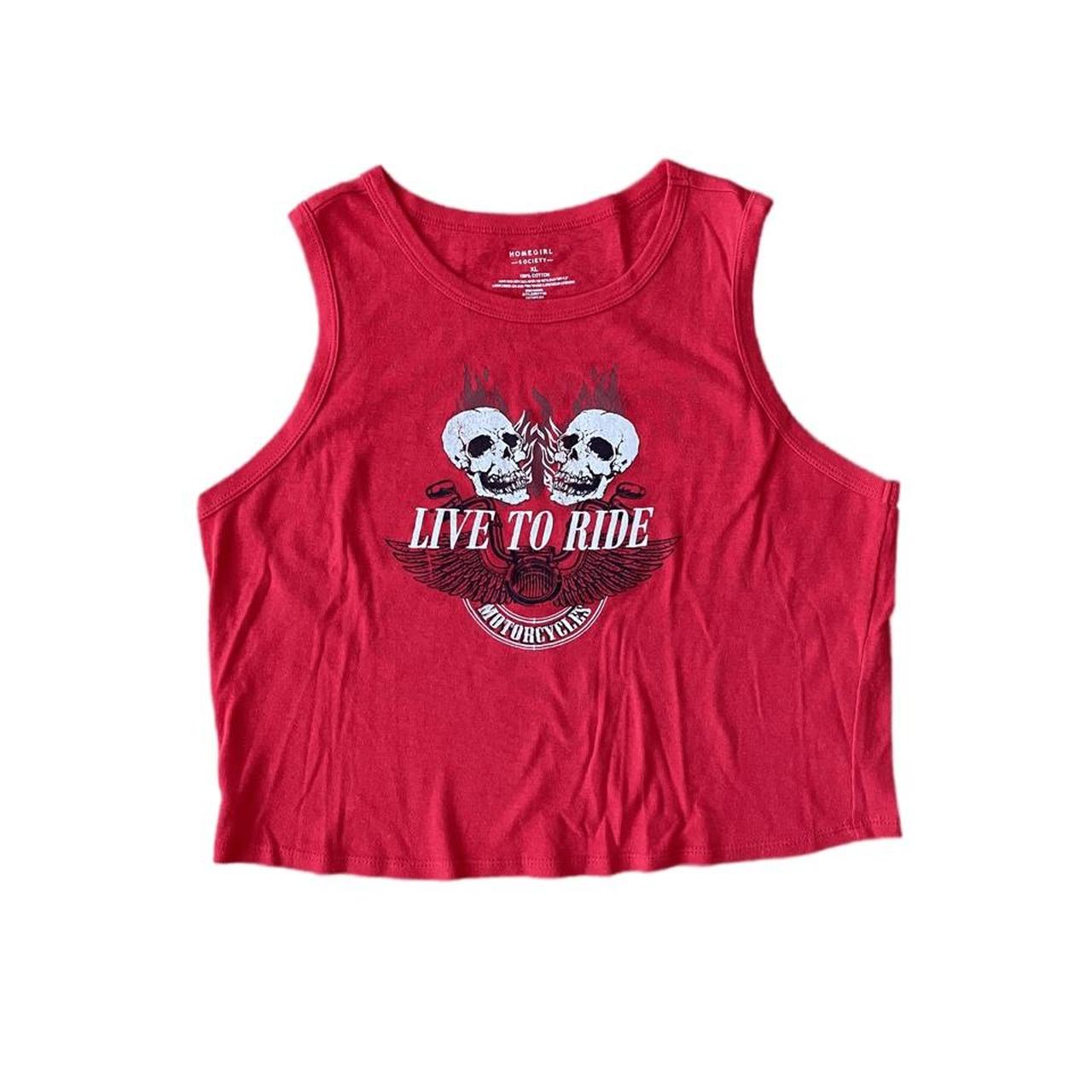 Red Skull Crop Top Tank Brand: Homegirl Society... - Depop