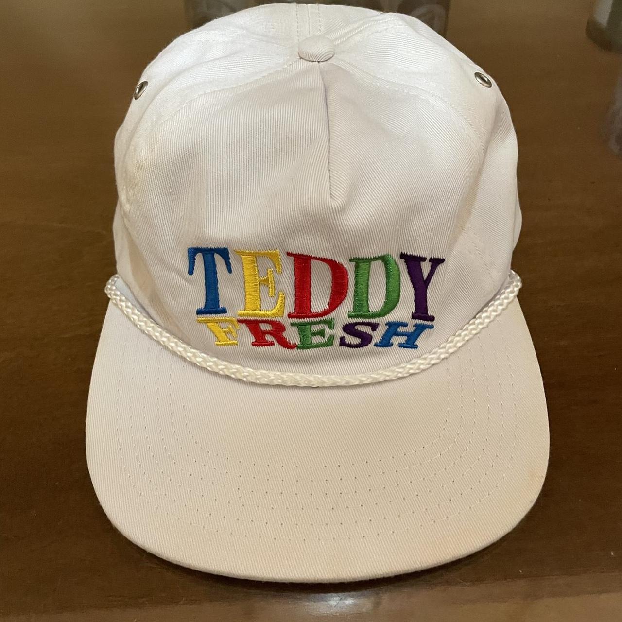 TEDDY FRESH CAP All white hat with rainbow... - Depop